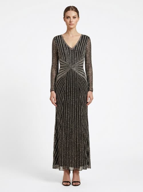 LARA NEW YORK LARA New York Long Sleeve Beaded Gown